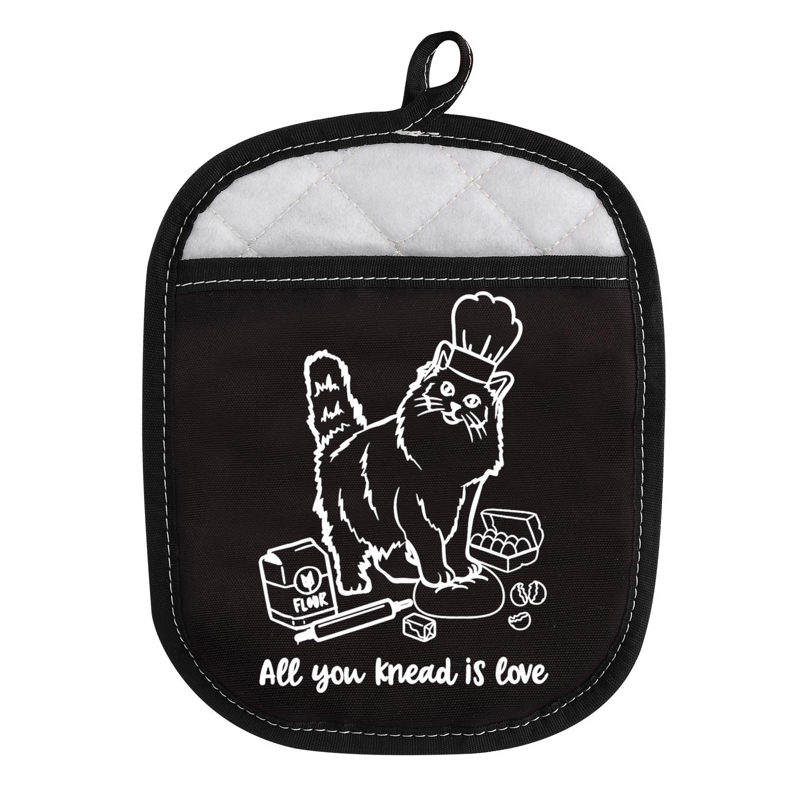 All You Knead is Love Cat Kneading Kitten Pun Baking Oven Pads Pot Holder with Pocket (All You Knead is Love)