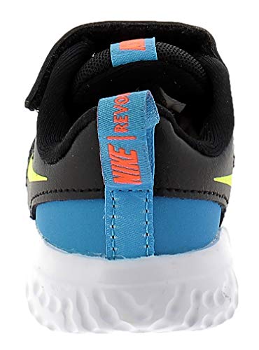 Nike Baby Revolution 5 Velcro Running Shoe, Black/Lemon Venom-Laser Blue-Hyper Crimson, 9C Regular US Toddler