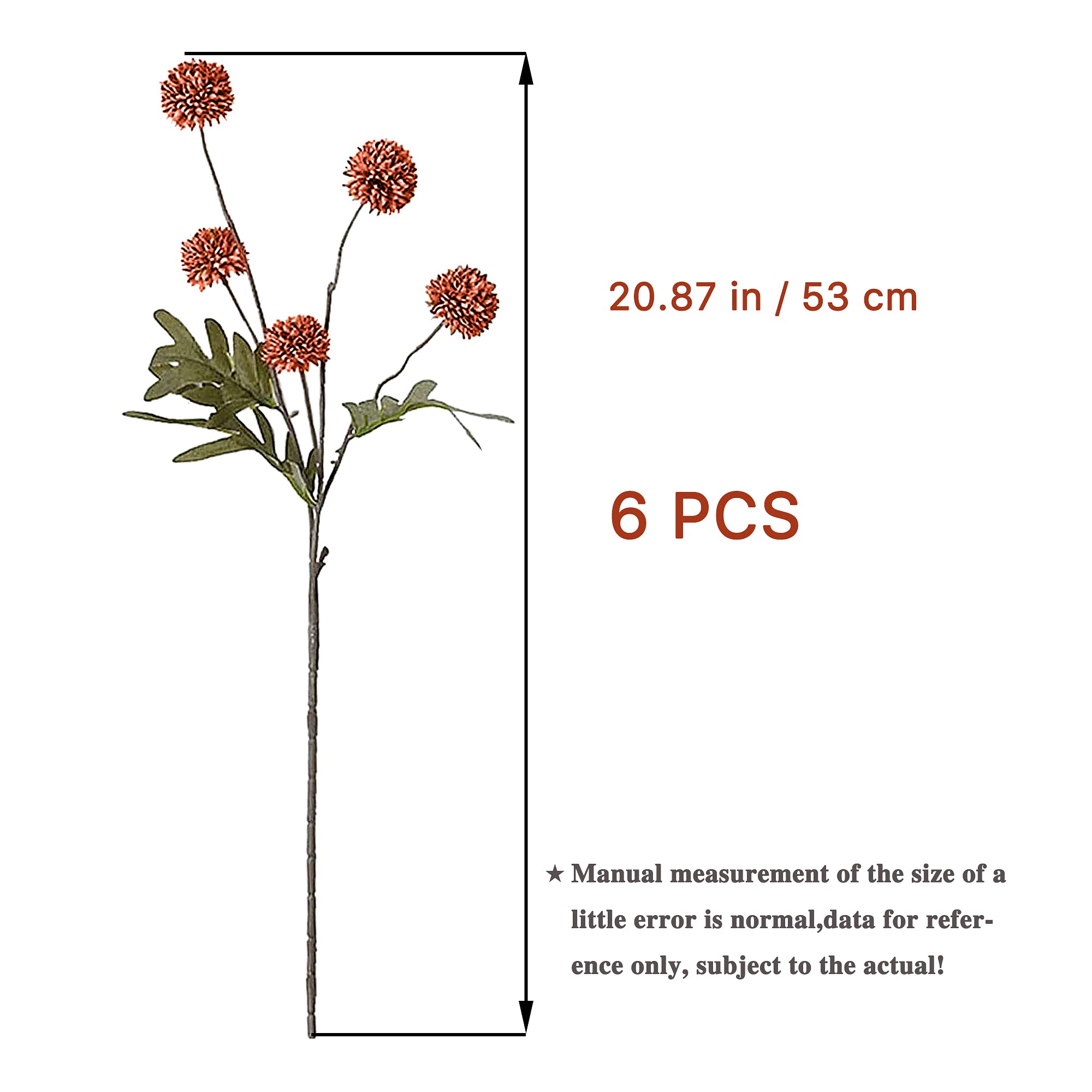 Banllis Artificial Flowers, Fake Flower Faux Plastic Dandelion for Home Decor DIY Wedding Kitchen Garden, Crown, Party, Hotel, Table - 6pcs