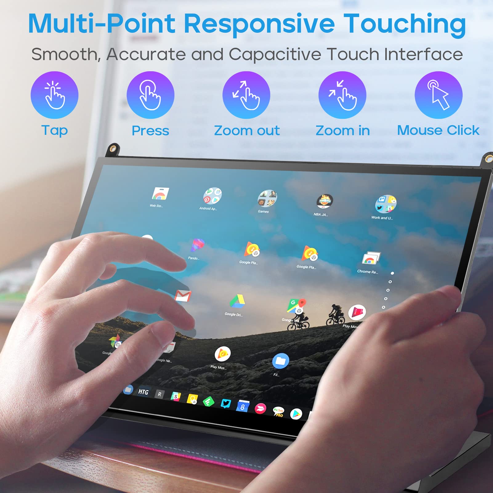 ROADOM 7’’ Raspberry Pi Screen, IPS1024×600,Responsive Smooth Touch,Dual Built-in Speakers,HDMI Input,Compatible with Raspberry Pi 5/4/3,Driver Free