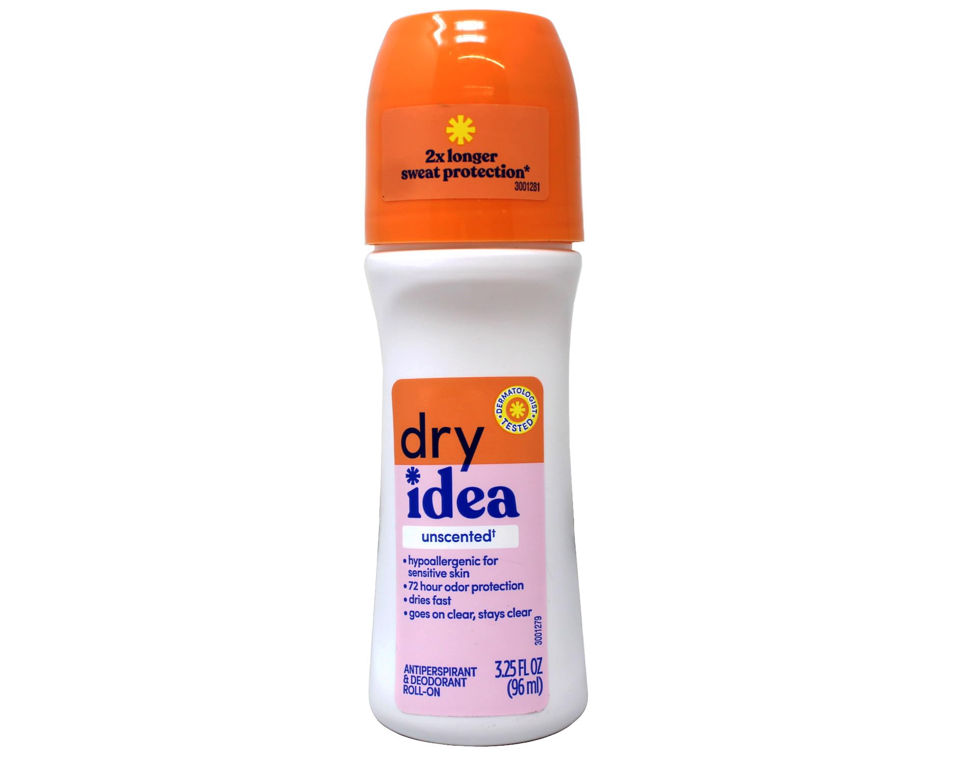 Dry Idea Anti-Perspirant Deodorant Roll-On Unscented, 3.25 Fl Oz (Pack of 3)
