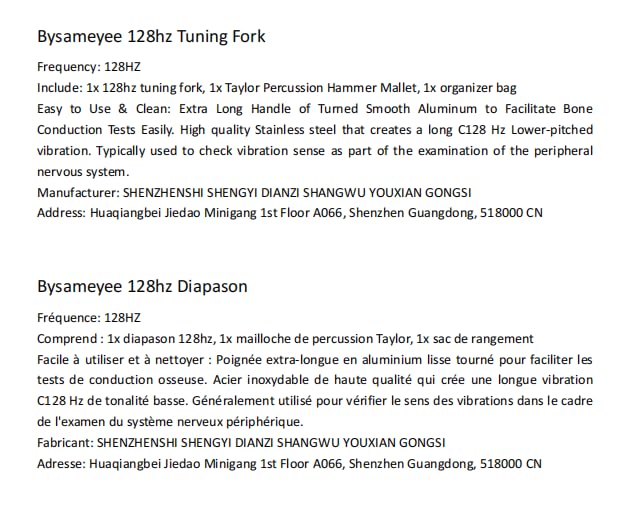 Bysameyee Tuning Fork 128 Hz, C-128 Frequency Aluminum Alloy Medical Non-Magnetic Tuning Fork for Healing with Taylor Percussion Hammer Mallet (128Hz)