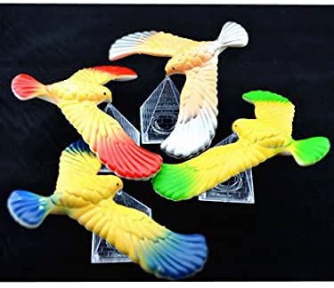 C&H Solutions 5 Pcs Cute Balancing Bird with Clear Triangle Stand (Colors May Vary)