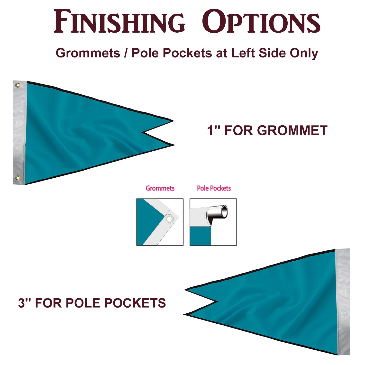 BannerBuzz Burgee Flag, Double Sided with Pole Pockets or Grommets on Left, 90 GSM Knitted Polyester Fabric, Full color UV printing, Boat Flag for Events (10' x 6')