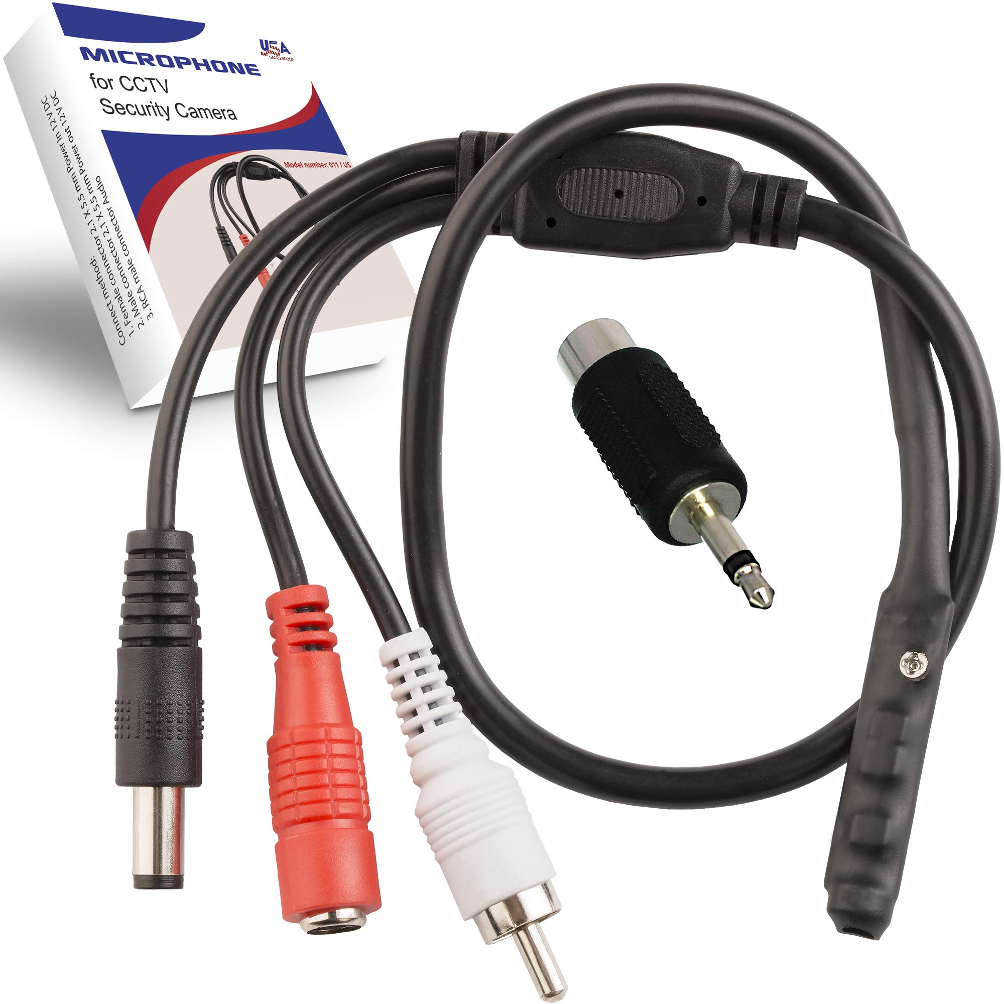 CCTV Microphone Outdoor Microphone for Security Camera IP: Audio Microphone CCTV Surveillance Microphone RCA with High Sensitive Preamp Amplified Pickup Device Mic External Camera Sound (1 Pack)