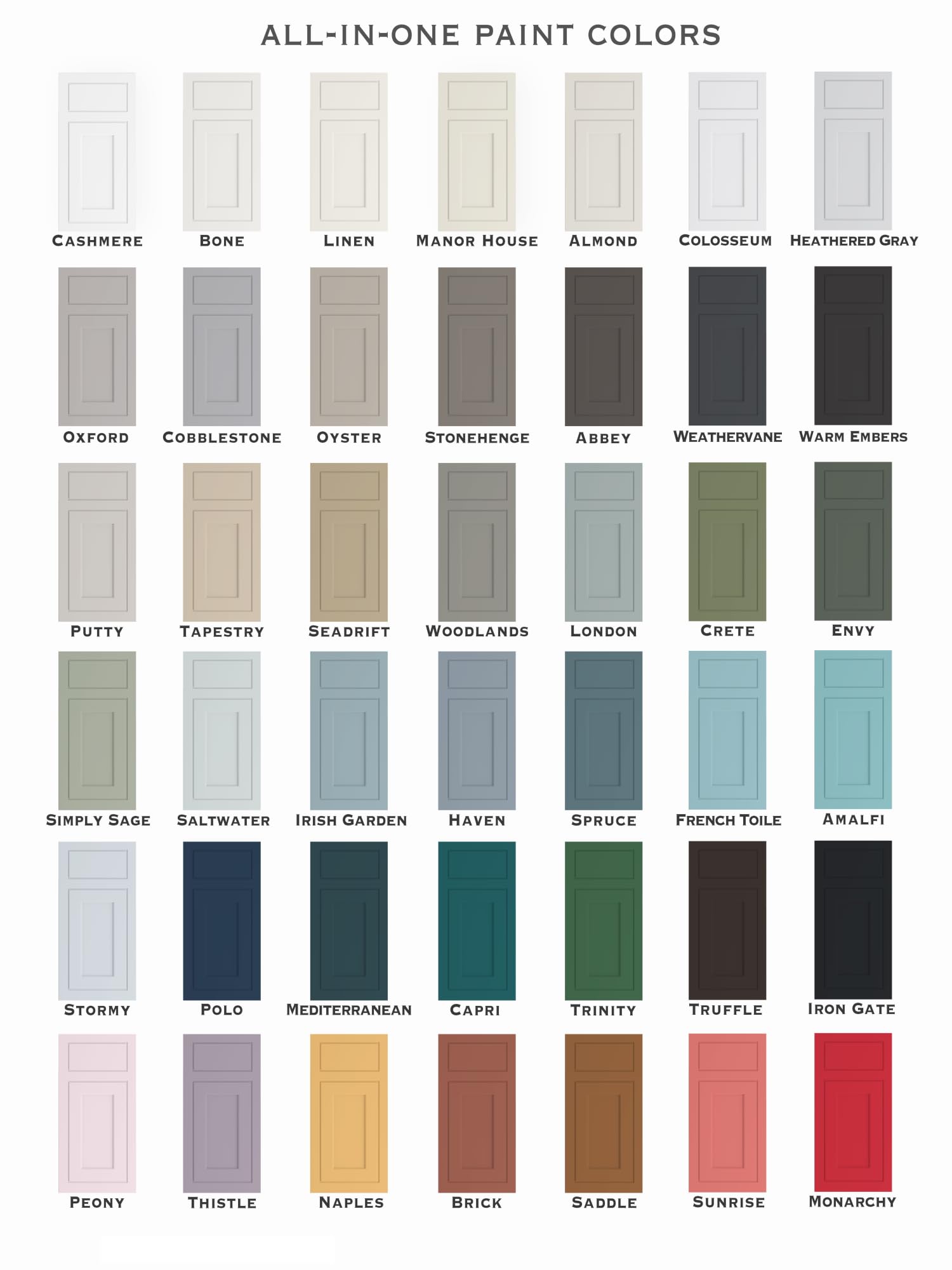ALL-IN-ONE Paint, Durable cabinet and furniture paint. Built in primer and top coat, no sanding needed. Includes our 30 featured color card - Linen, Quart