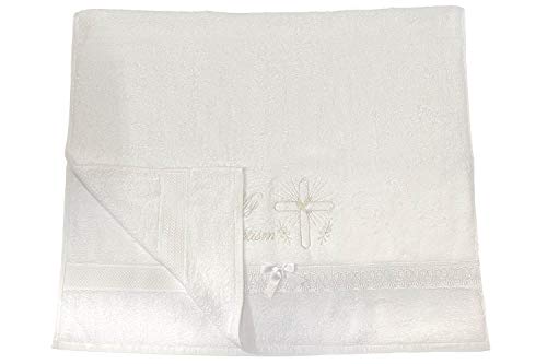 Pink Princess - White Baptism Towel for Boys and Girls - 100% Cotton for Christening Godchild Gift LDS