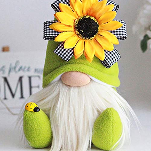 MACLARONX 2 Pcs Sunflower Gnomes Spring Summer Gnome Home Decorations Elf Plush Faceless Dolls Swedish Tomte Nisse Ornaments Holiday Party Scandinavian Rustic Dwarf Figurines