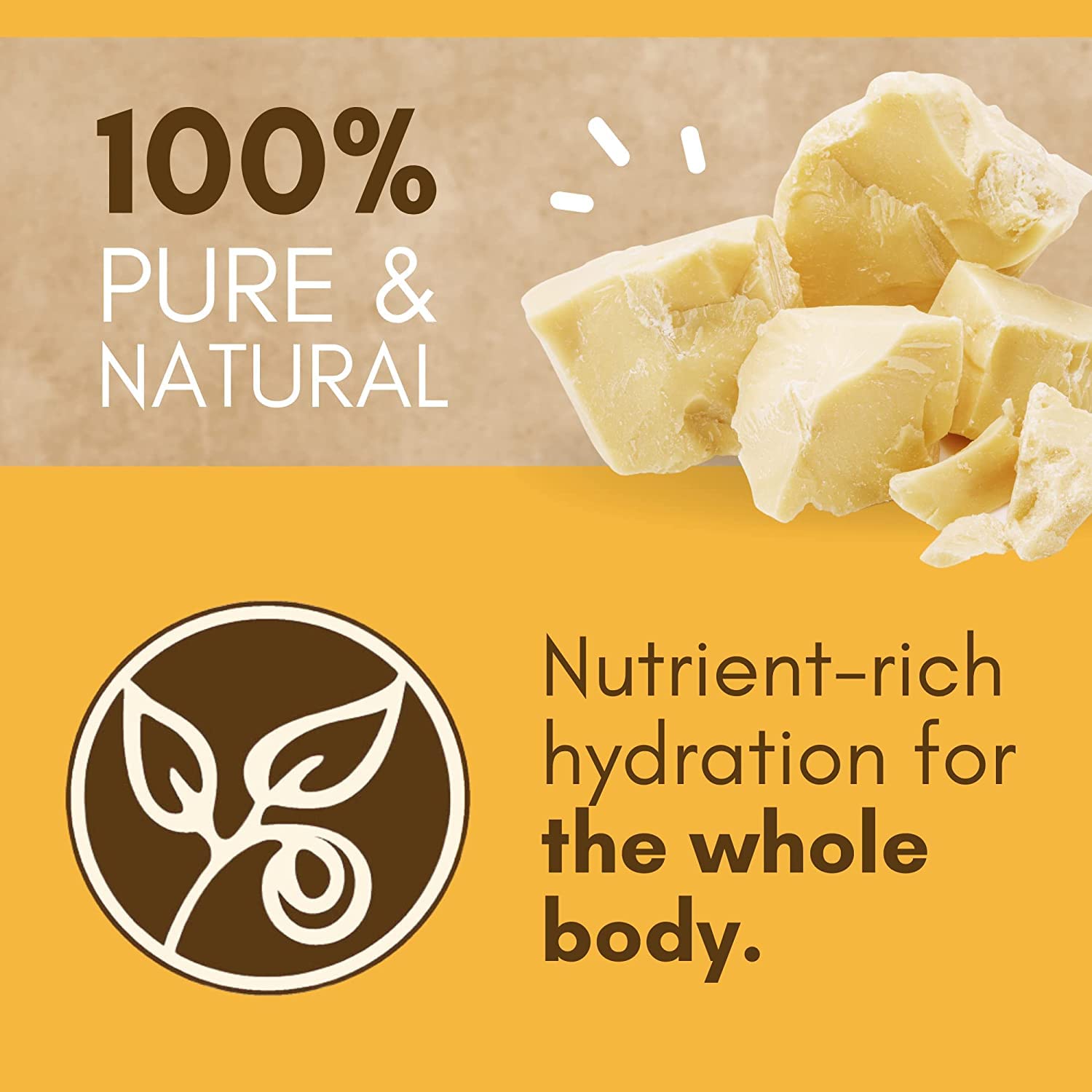 Cococare 100% Cocoa Butter Stick - All-Natural Cocoa Butter Emollient for Ultimate Skin Hydration & Protection - The Yellow Stick - (1 Count)