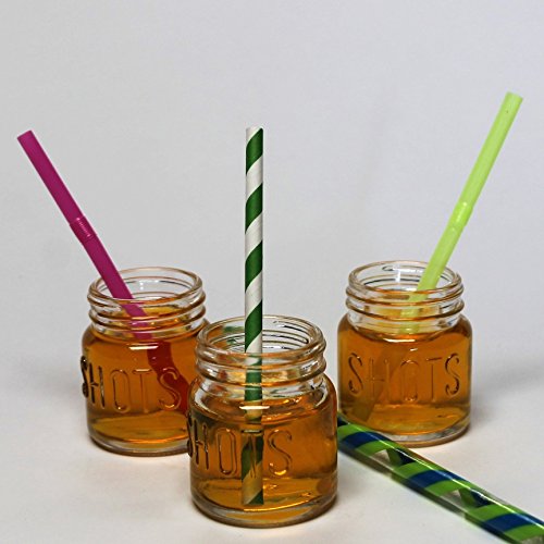 Circleware Mini Mason Jar Heavy Base Shot Glasses, Set of 6, Fun Party Home Entertainment Dining Beverage Drinking Glassware Tumbler Whiskey Coffee Espresso Liquor Bar Jello Cups, Block, 4.9 oz