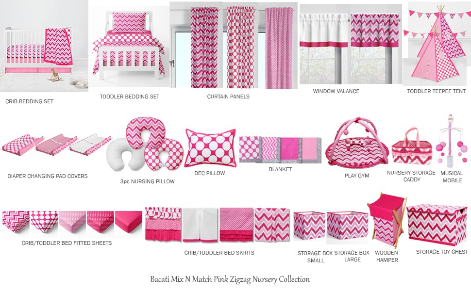 Bacati - ONE Large DOTS Soft Breathable 100% Cotton Percale Baby Crib Fitted Sheet - Fits Standard 28 x 52 x 5 Crib & Toddler Mattresses (Pink/Fuchsia)