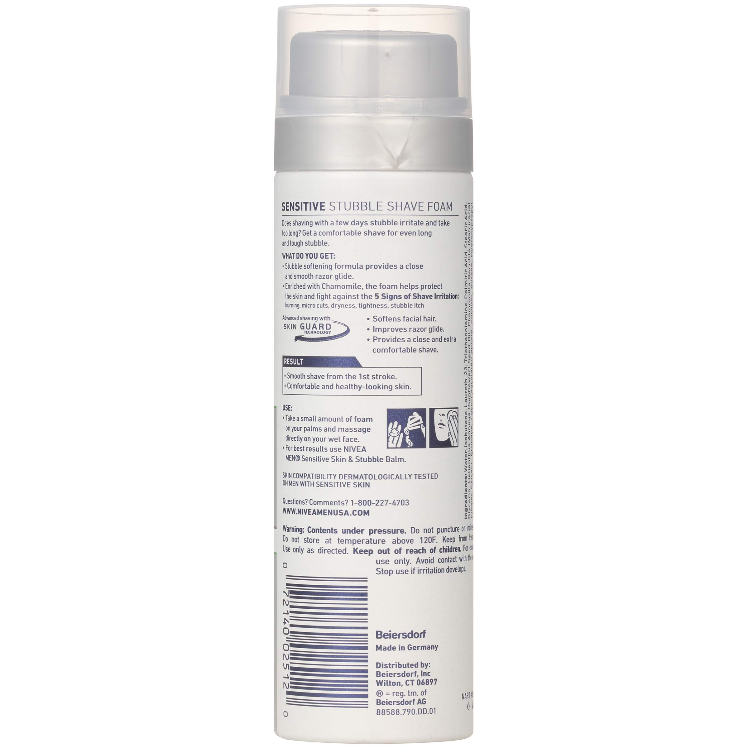 Nivea Men Sensitive Skin & Stubble Shave Foam - Beard Softener For Men - 7 Fl Oz. Can