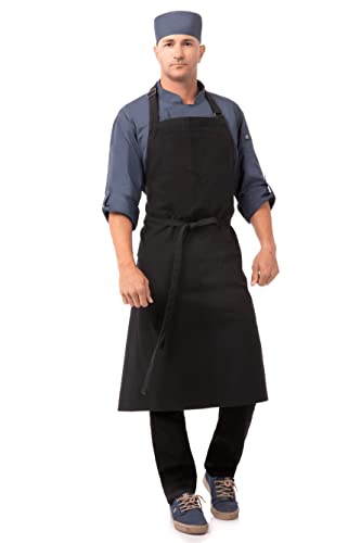 Chef Works Unisex Rockford Chefs Bib Apron, Steel Grey, One Size