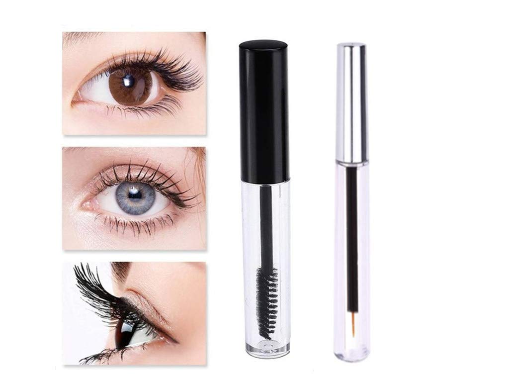 8ml Mascara Tube Empty and Wand Eyelash Cream Container Bottle 7ml Transparent Empty Mascara and Eyeliner Tubes with Rubber Inserts and Funnels Set for Castor Oil DIY Mascara(Silver, Black)
