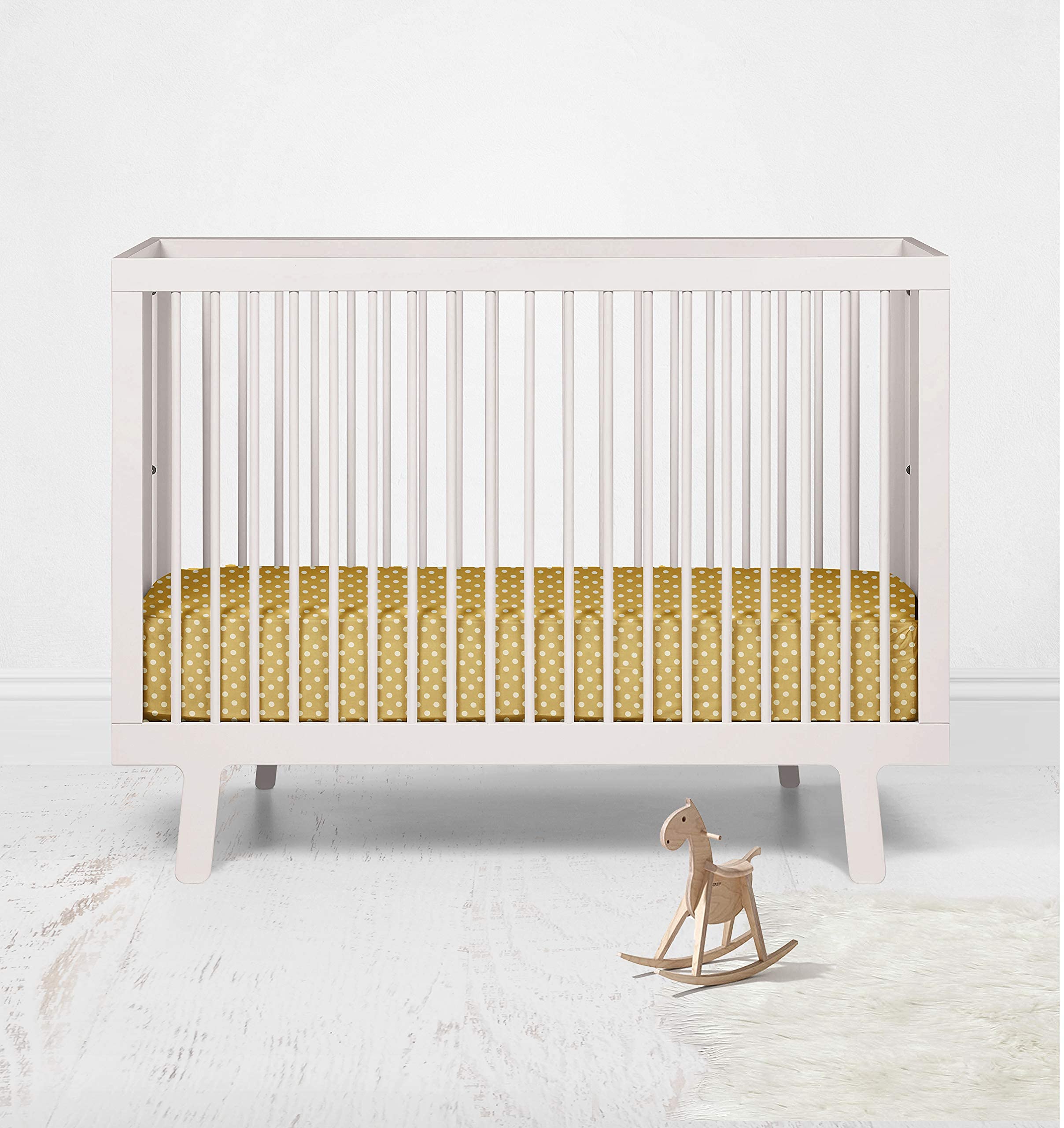 Bacati - Yellow Pin Dots Crib Fitted Sheet