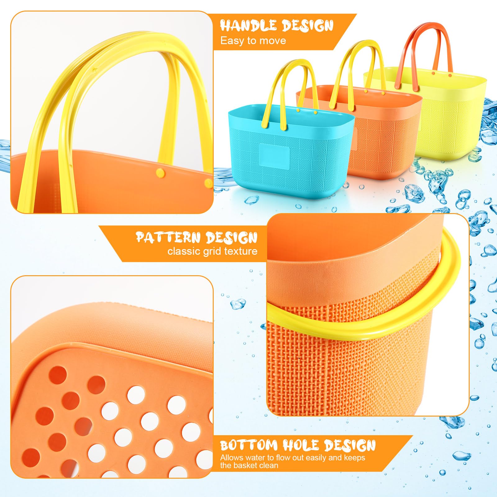 Maxcheck 30 Pcs Plastic Shower Basket with Handles Portable Storage Baskets Shower Caddy Basket Cleaning Caddy Bins Organizer for School Dorm Room Bathroom Camping Home Toy Storage Kitchen Supplies