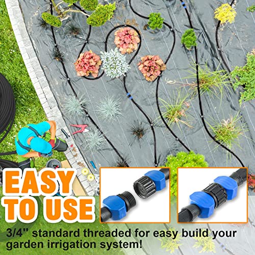 LAVEVE Soaker Hoses for Garden 15 FT, Heavy Duty Drip Irrigation Hose Save 80% Water, Leakproof Double Layer Sprinkler Hose 15 Foot Black Water Hose for Watering System Garden Beds Vegetable