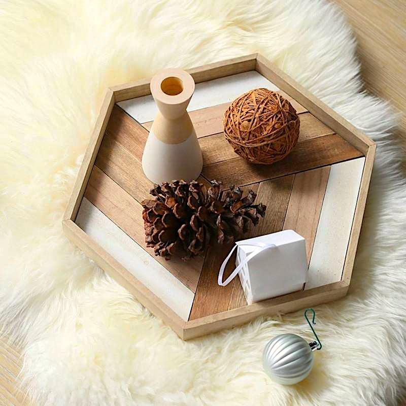 Decorative Coffee Table Tray, Home Farmhouse Boho Decor, Wooden Serving Tray, Round Tray, Drink, Large Ottoman Tray, Circle Bar Tray