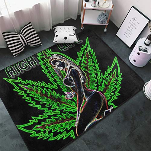 NiYoung Bedroom Livingroom Sitting-Room King Size Kitchen Rugs Home Decor - Beauty Psychedelic Marijuana Leaf Weed Black Doormat Floor Mat Fast Dry Toilet Bath Rug Exercise Mat Throw Rugs Runner
