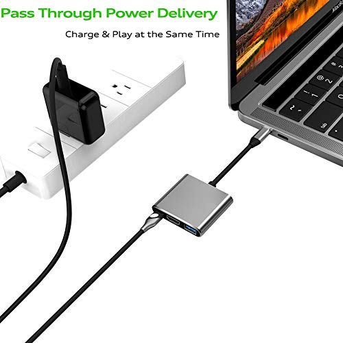 XUNMAIFHB Portable Docking Station,USB 3.1 to HDMI Type-C to HDMI+3.0 HUB HD Cable with Power Supply Power Delivery+HDTV+USB 3.0 Fast Transmission