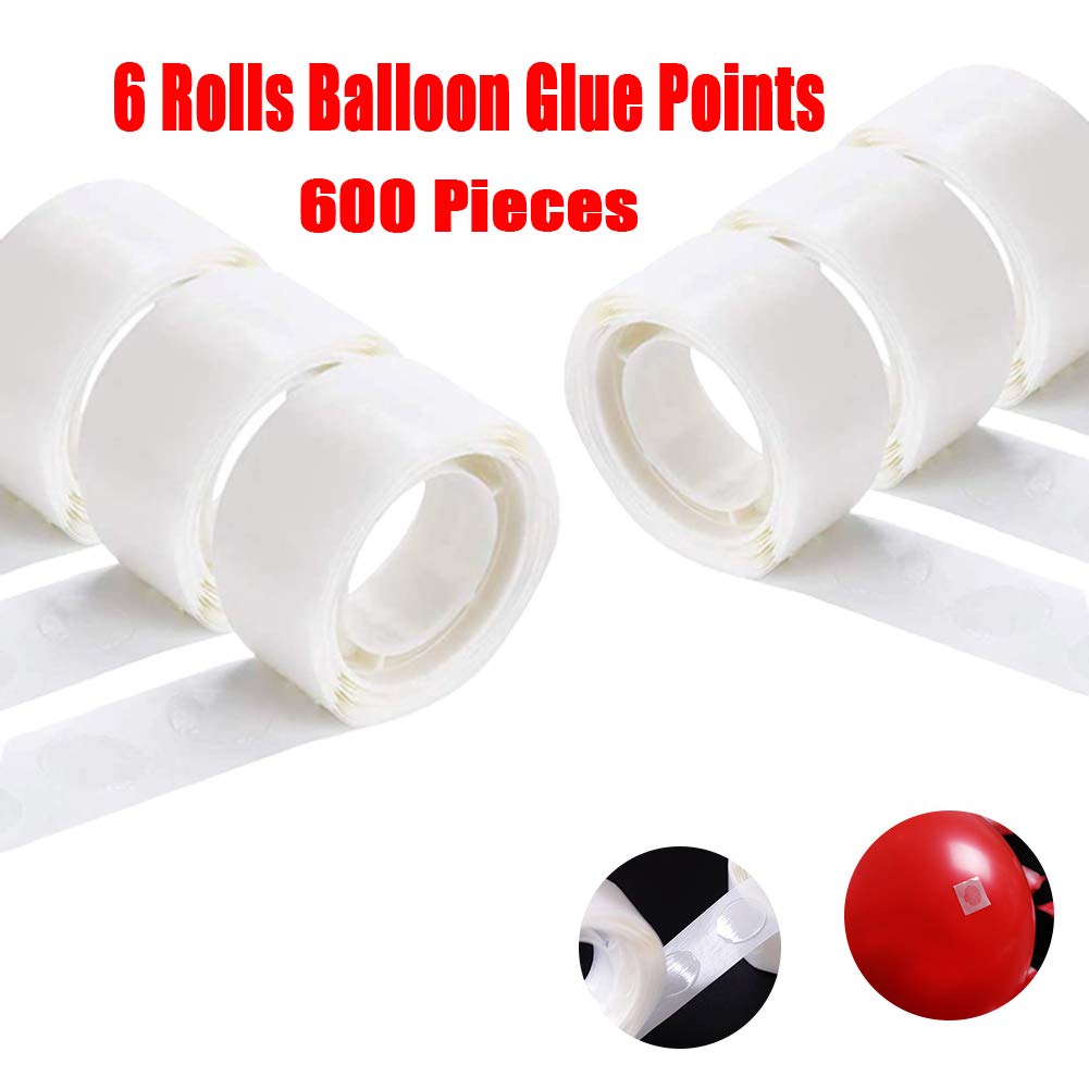 600 Glue Point Balloon Dot Glue Sticker, 6 Rolls Non-Liquid Glue Removable Craft Adhesive Point Tape for Party Arts DIY Balloon Decorations