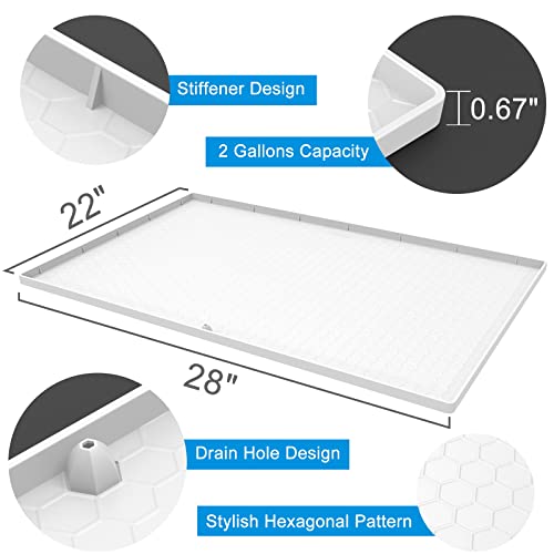 AECHY Under Sink Mat, 34" x 22" Silicone Under Sink Liner, Under Kitchen Sink Mat with Unique Drain Hole Design, Waterproof & Flexible Sink Mats for Kitchen, Bathroom and Laundry Room White