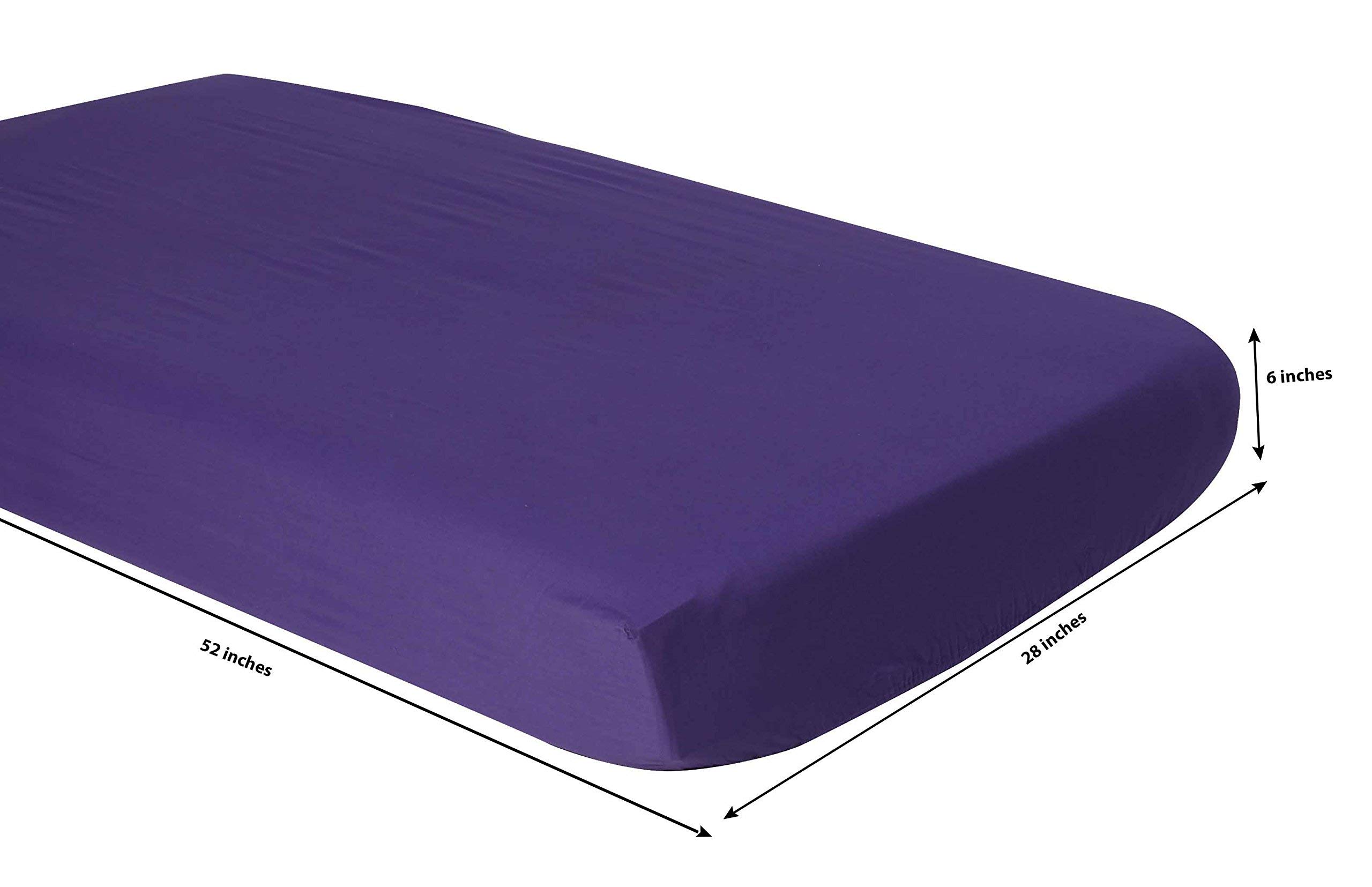 Bacati Solid Purple Fitted Crib Sheet 28" x 52", Soft Breathable Girls 100% Cotton Percale Sheet, Purple, for Girls, Fits US Standard Crib and Toddler Bed mattresses