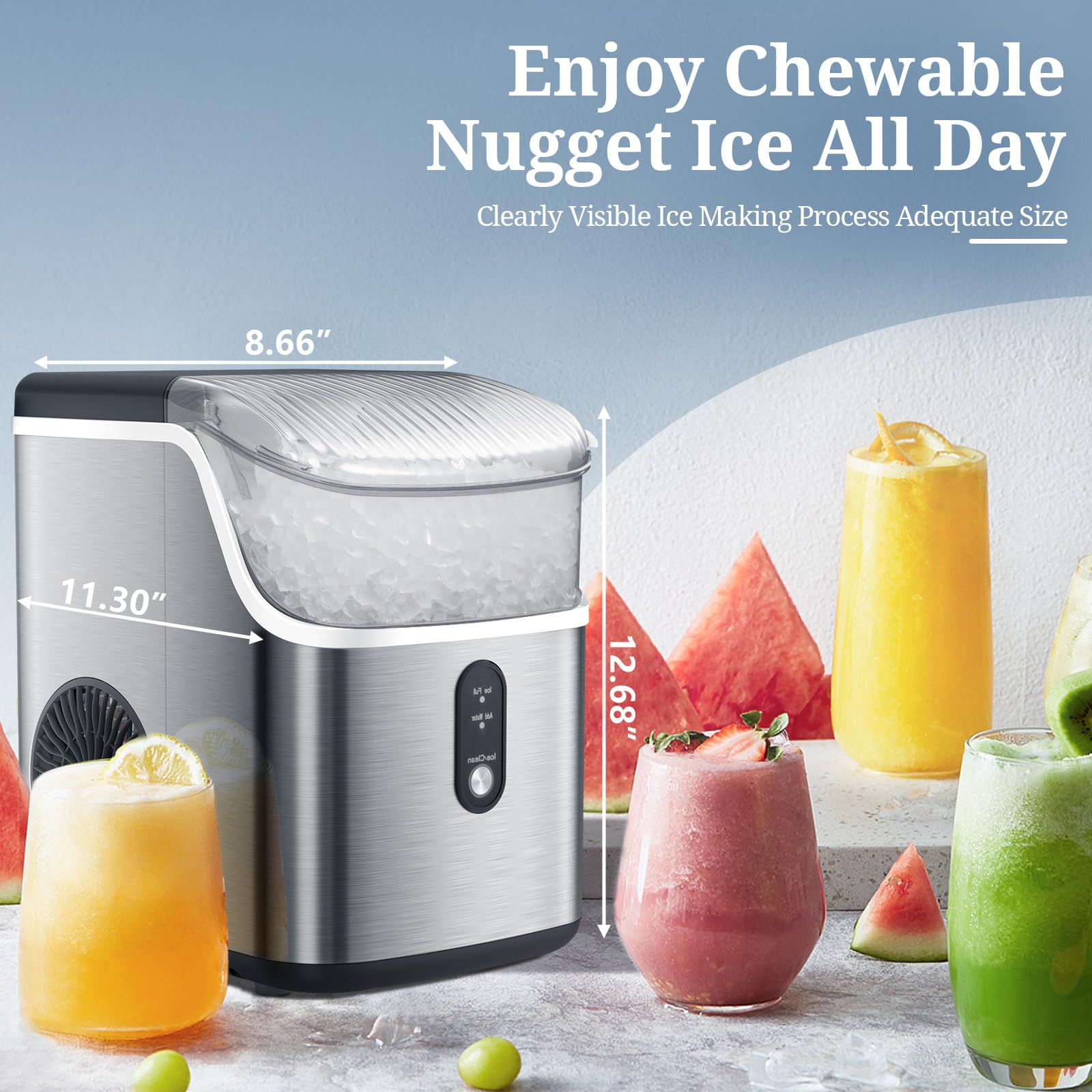Antarctic Star Nugget Ice Maker Countertop - Chewable ice, Pebble Ice Maker Machine, 35lbs/24h, Auto-Cleaning Countertop Ice Machine, One Button Operation Ice Maker for Party/Home/Campingā¦