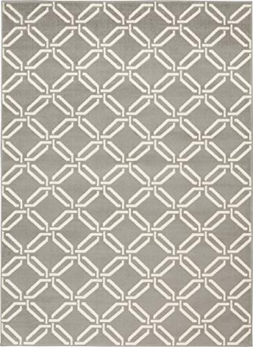 Nourison Jubilant Trellis Grey 5'3" x 7'3" Area -Rug, Easy -Cleaning, Non Shedding, Bed Room, Living Room, Dining Room, Kitchen (5x7)