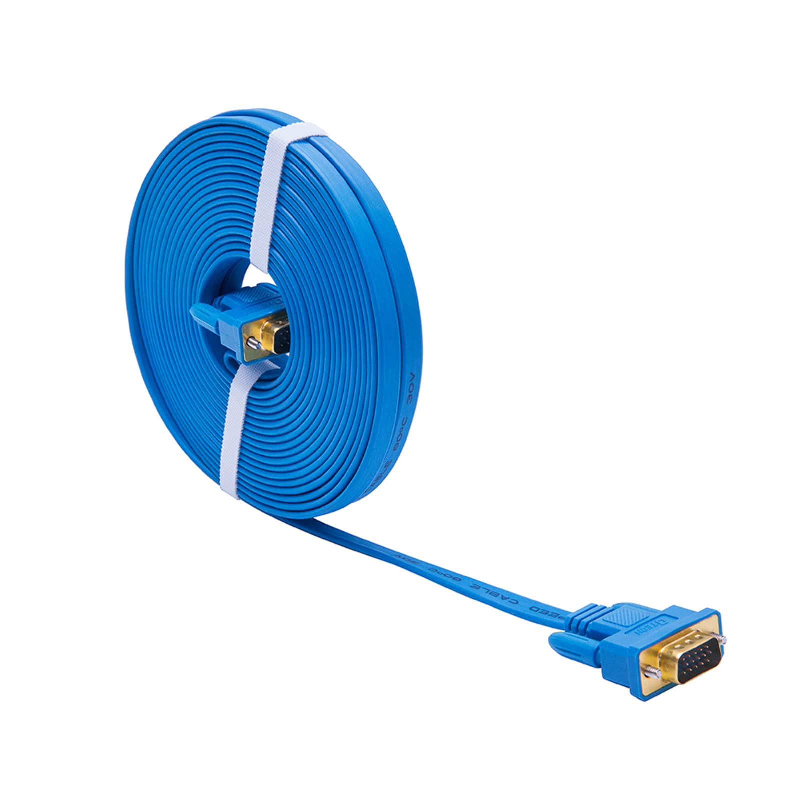 DTech Flat Thin Extra Long VGA Cable 25 ft Male to Male 15 Pin Connector Computer Monitor Cord 1080p HD High Resolution(8 Meter, Blue)