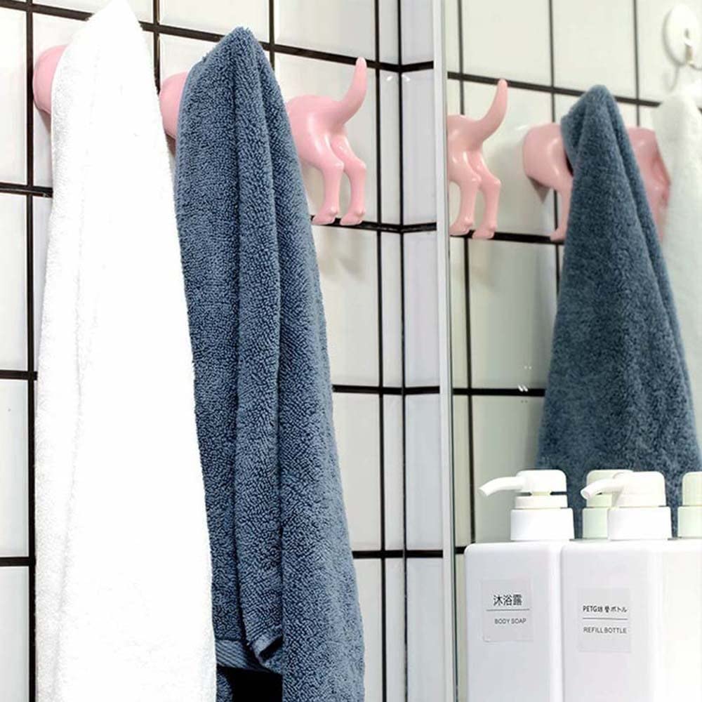 Dog Tail Hooks,Wall Mounted Dog Butt Hook Door Hanger, Hat Coat Key Leash Towel Hanger, Key Holder for Wall Rustic Decor Dog Lovers Gifts(Pink)