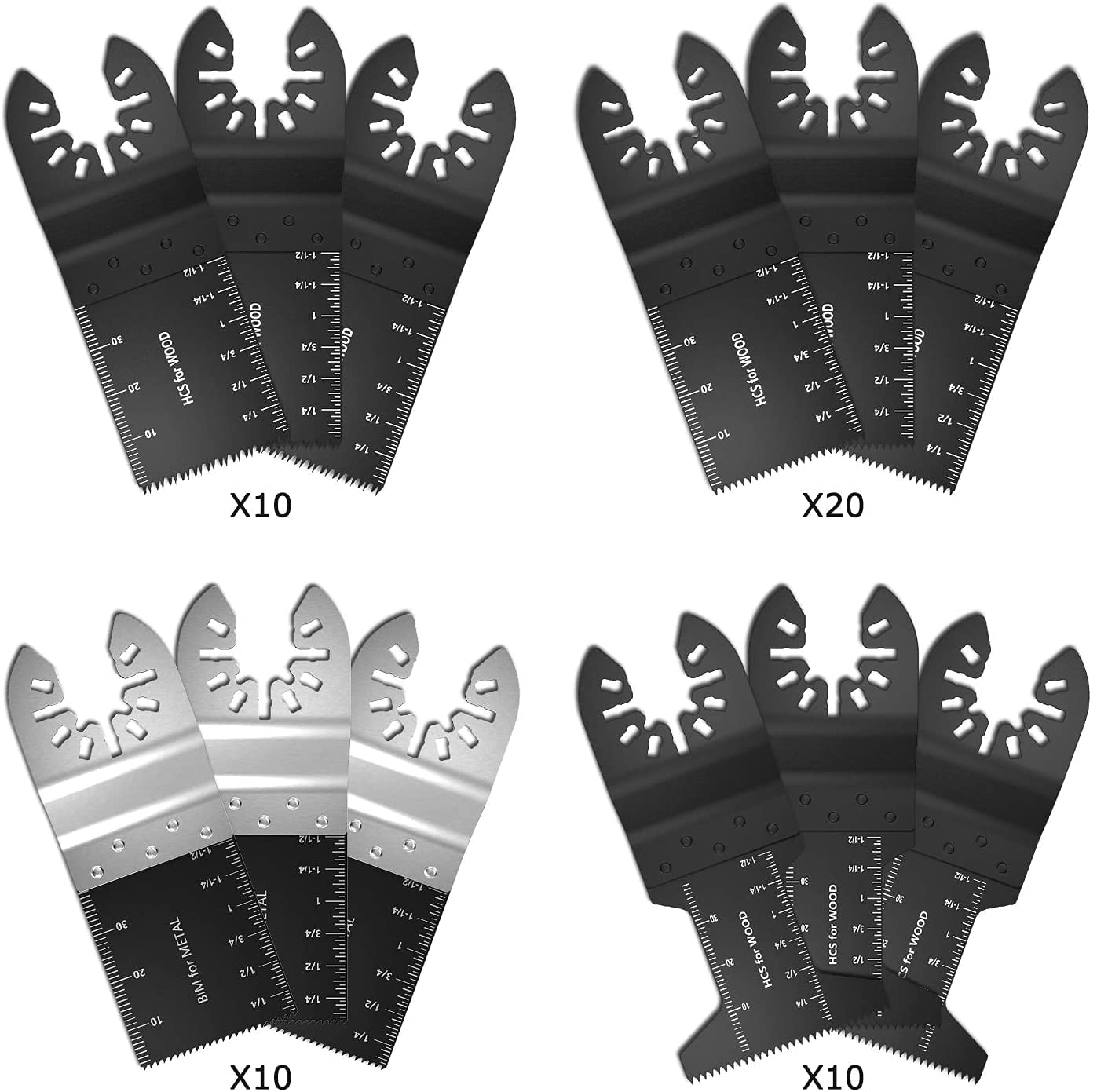 50 Pack Professional Oscillating Saw Blades Upgrade Wood/Bi-Metal Universal Quick Release Multitool Tool Blade Tooth for Bosch, Craftsman, Dremel, Fein, Ridgid, TCH, Makita, Milwaukee, Rockwell