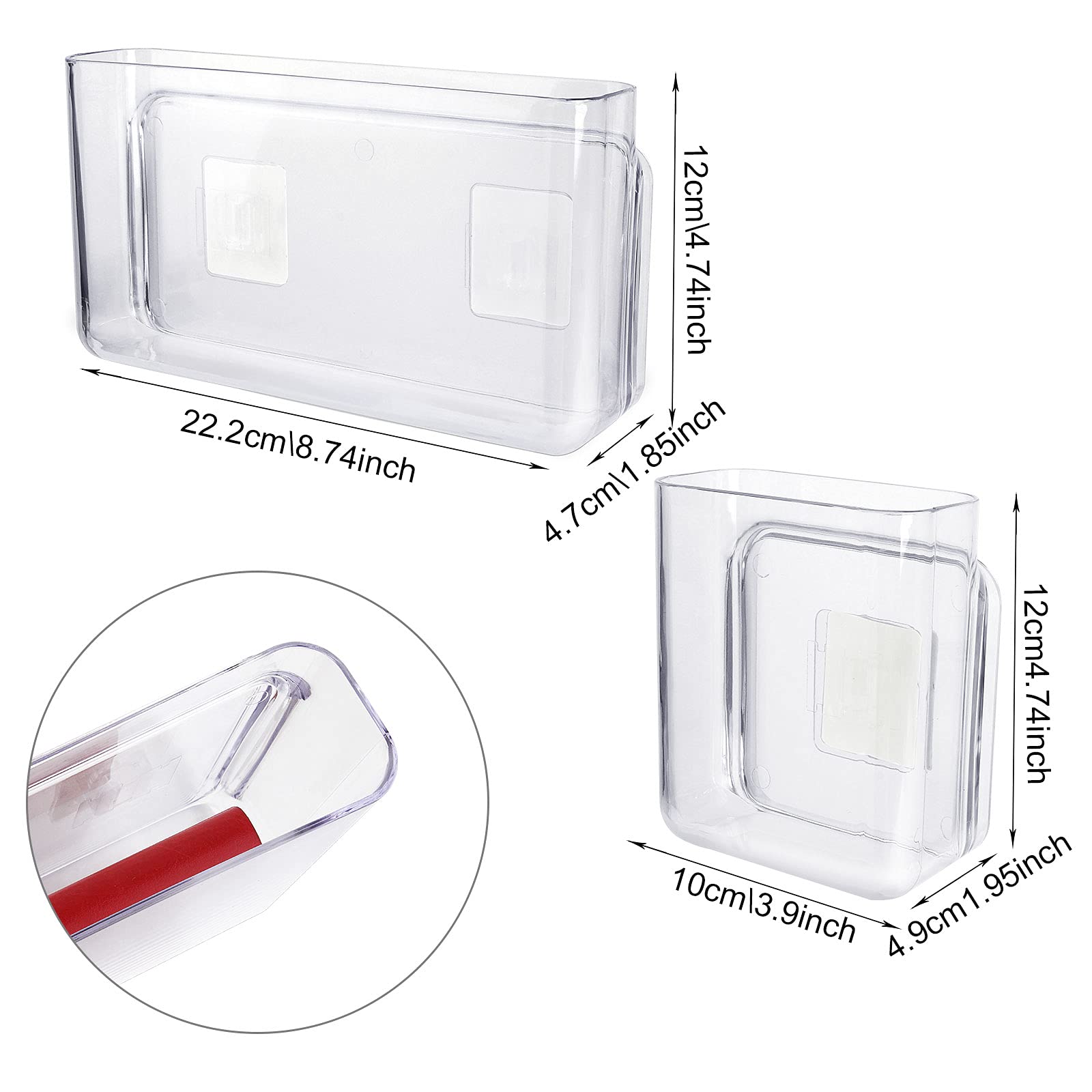 5 Pack Plastic Wall Folders, Clear Single Pocket Hanging Wall File Organizer, Durable Wall Mount File Holder for Office Home Bathroom, 8.7” x 1.8” x 4.7”