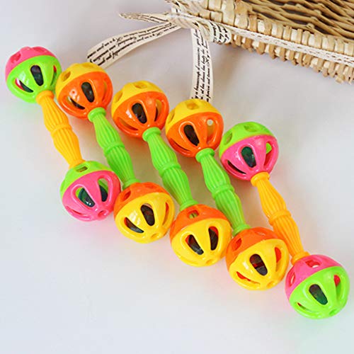 Youngy 2 Pieces Bird Parrot Toy Rattle Birds Fun Exercise Plastic Double-Headed Bell Pet Toys