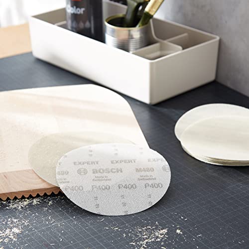Bosch Professional Set of 5 Sanding Sheets M480 Best for Wood and Paint (Ø 150 mm, Grit P240, Accessories for Random Orbit Sander)