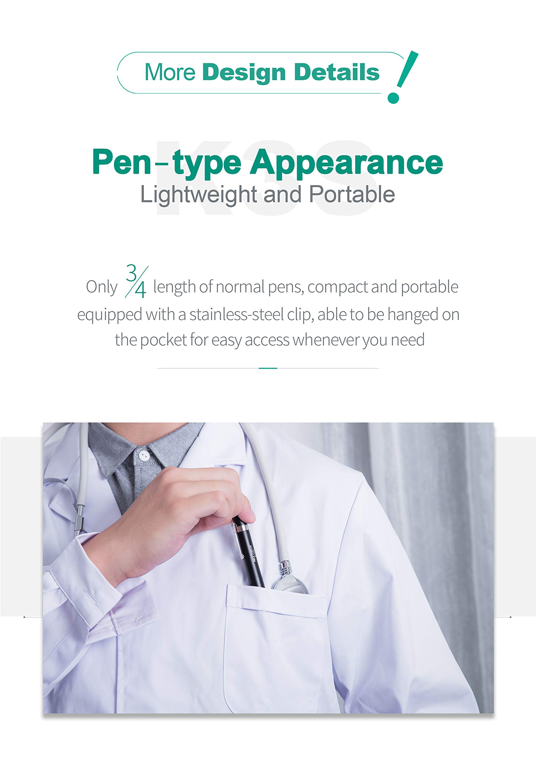 Medical LED Pen Light with Pupil Gauge for Doctor Stethoscope Healthcare Nursing School Students Light with AAA Battery (Yellow)