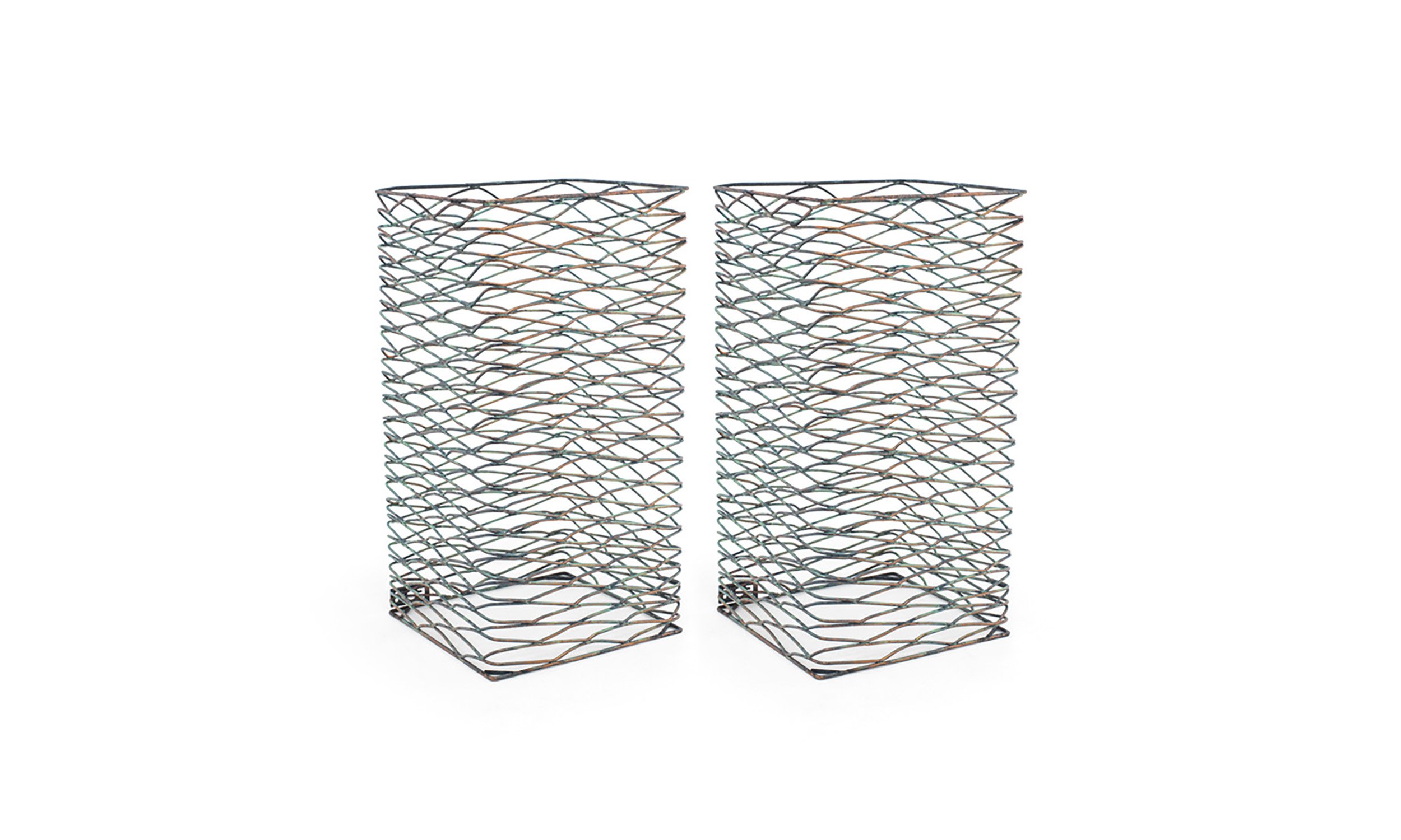 Front of the House BRI011PTI28 FOH, Risers, Set of 2, 13" Height, 6.5" Width, 6.5" Length, Patina