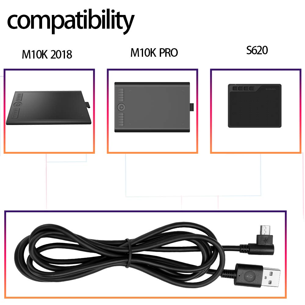 GAOMON Standard Micro USB Cable for GAOMON Drawing Tablet M10K 2018/M10K PRO/S620