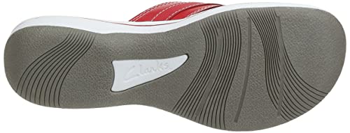 Clarks Women's Breeze Sea Flip-Flop, New Red Synthetic, 5