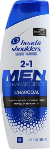 Head and Shoulders Men Advanced Series 2in1 Charcoal Shampoo to Deep Clean & Detox Scalp, 12.8 fl oz