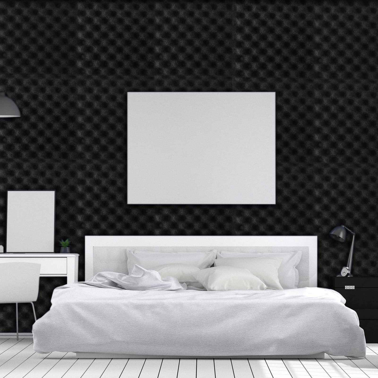 50 Pcs 1" x 12" x 12" Acoustic Panels Sound Proof Foam Panels Noise Insulation High Density Fire Resistant for Studio Wall Door, Black