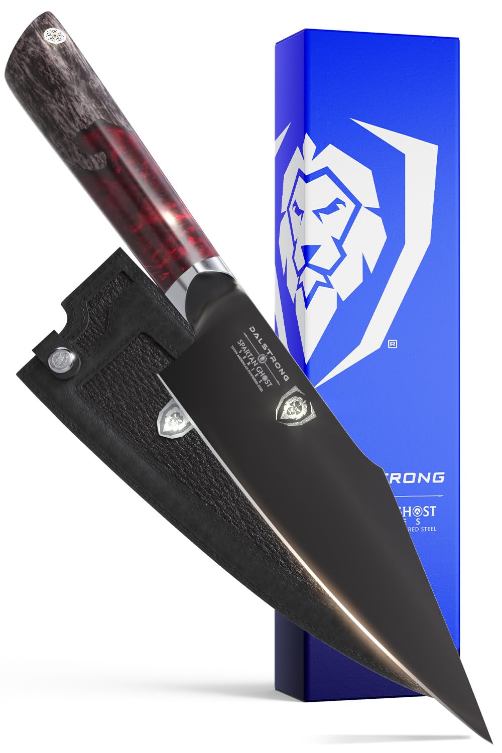 Dalstrong Santoku Knife - 7 inch - Spartan Ghost Series - Premium American Forged S35VN Powdered Steel Kitchen Knife - Razor Sharp Kitchen Knife - Maple & Red Resin Handle - Vegetable Knife - Sheath