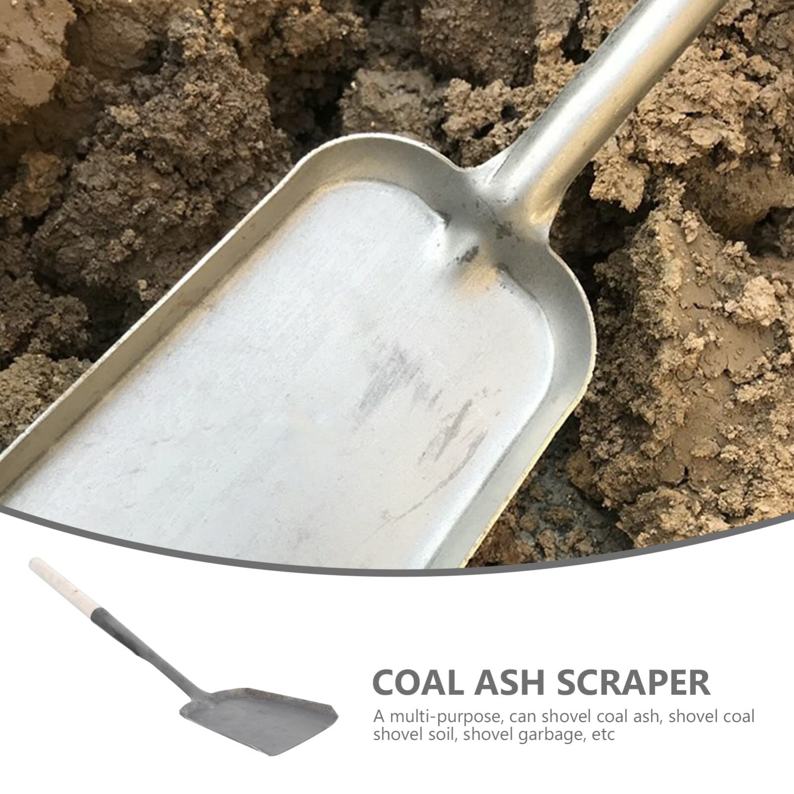 Cabilock Fireplace Shovel Long Wooden Handle Ash Coal Shovel Fireplace Scoop Ash Scoop Gardening Shovel Kitchen Tool