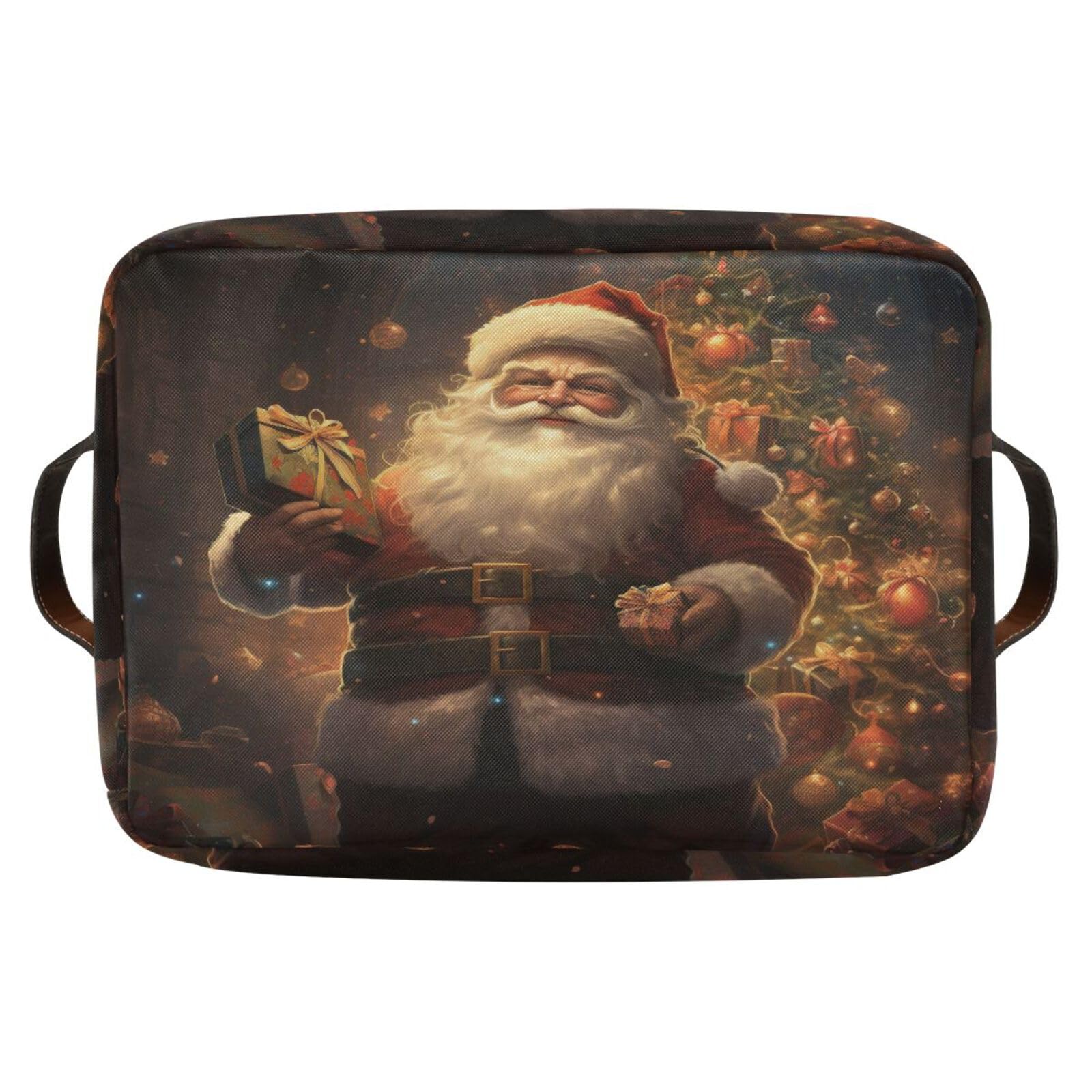 ALAZA Old Santa Claus Merry Christmas Foldable Storage Box Storage Basket Organizer Bins with Handles for Shelf Closet Living Room Bedroom Home Office 1 Pack