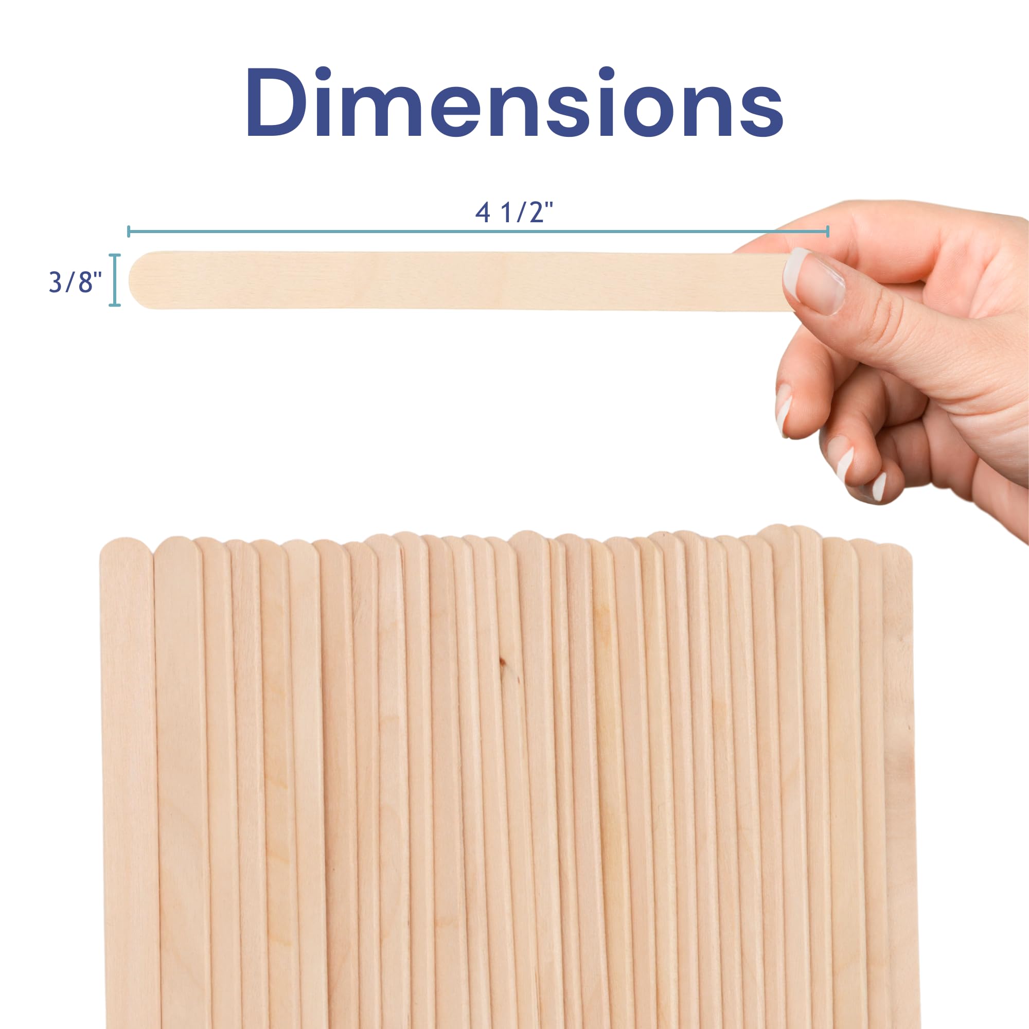 Dukal Small Wooden Wax Sticks - Body Hair Removal Applicator for Waxing, 3/8β x 4.5β (Pack of 100)