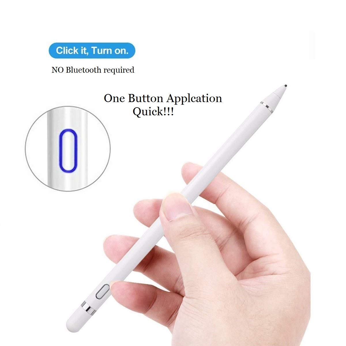 Stylus Pencil Compatible for Apple,Active Stylus Pens for Touch Screens,Smart Rechargeable Capacitive 1.5mm Fine Point iPad Pen and Most Tablets on Touchscreen Devices Stylus with Pen (White)