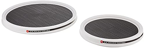 Copco 5220593 Non-Skid Pantry Cabinet Lazy Susan Turntable, 9-Inch and 12-Inch, White/Gray, 2-Pack