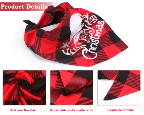 Buffalo Plaid Christmas Dog Bandanas, Double-Sided Use Triangle Bibs Kerchief,Dog Scarf with Merry Christmas Snowflakes for Small Medium Large Dogs Cats Pets,2 Pack