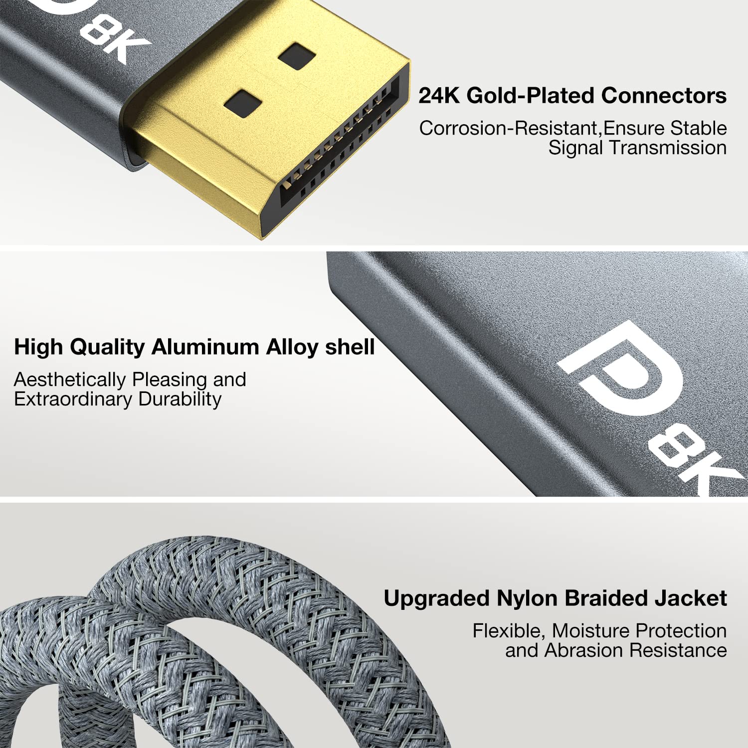 8K DisplayPort to HDMI Adapter, Uni-Directional DP 1.4 to HDMI 2.1 Converter, Support 8K, 4K@120Hz/144Hz, 2K@240Hz, Dynamic HDR, HDCP 2.3, DSC 1.2a for HP, DELL, AMD, NVIDIA and More