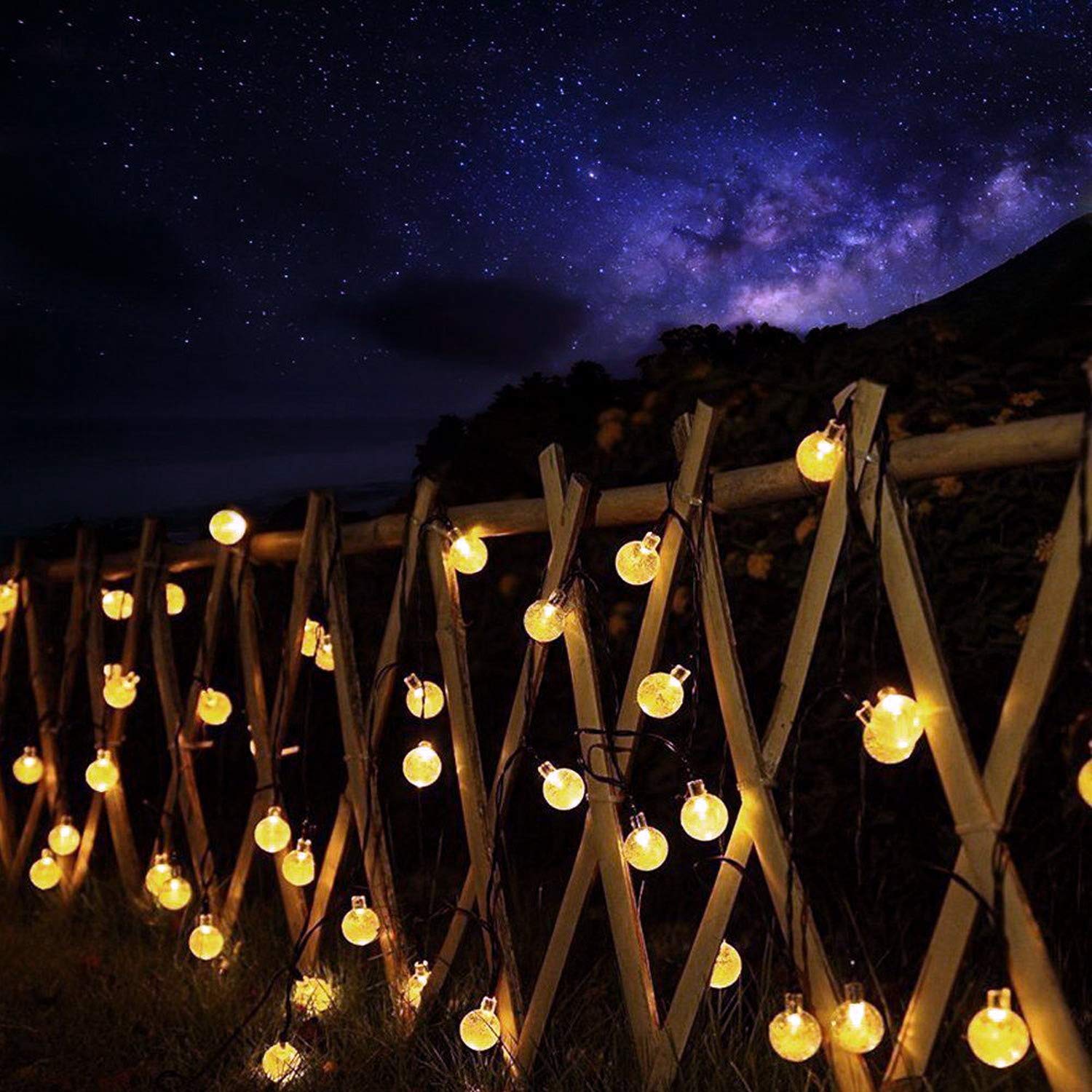 BAOANT Solar String Lights,Solar Patio Lights with 8 Modes,Waterproof Crystal Ball Solar Powered String Lights for Garden,Home Patio,Lawn,Wedding,Party,Christmas Decor (Warm White)